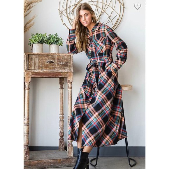Jade By Jane | Dresses | Jade By Jane Plaid Shirtdress Maxi S New Nwt ...